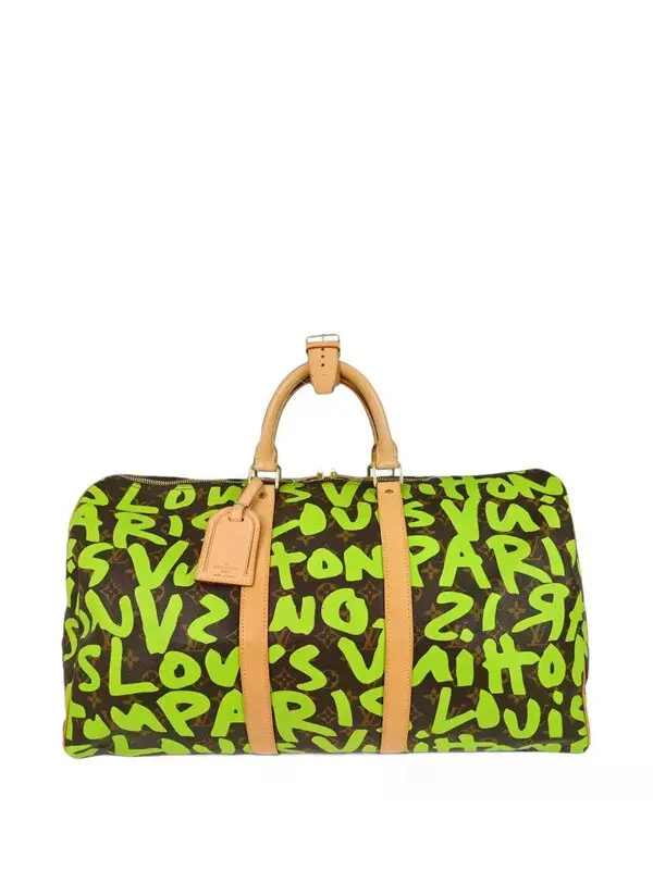 LOUIS VUITTON 50 Graffiti Keepall Monogram Duffle Bag - Green