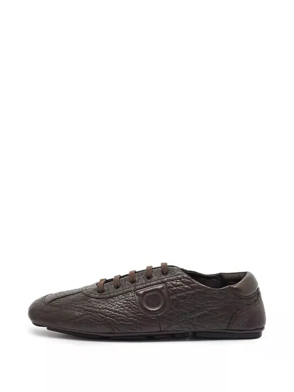 FERRAGAMO Gancio Leather Sneakers - Brown