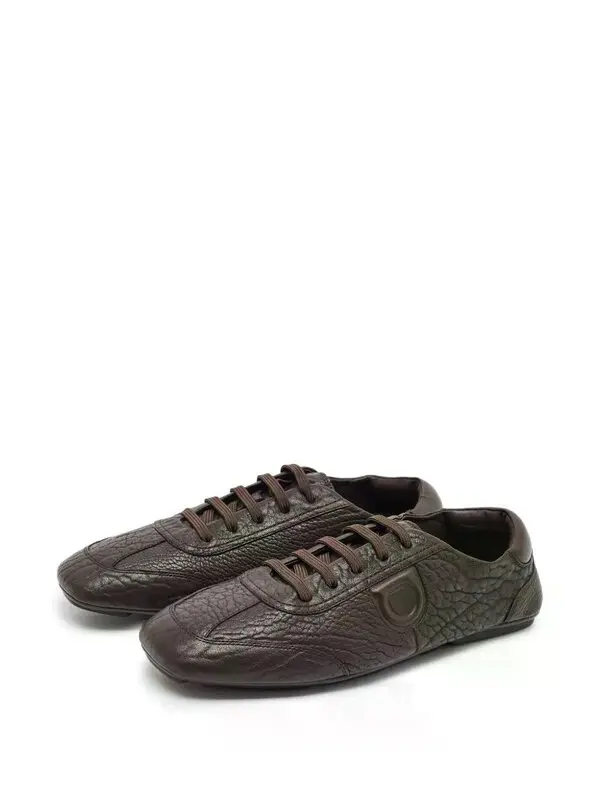 FERRAGAMO Gancio Leather Sneakers - Brown