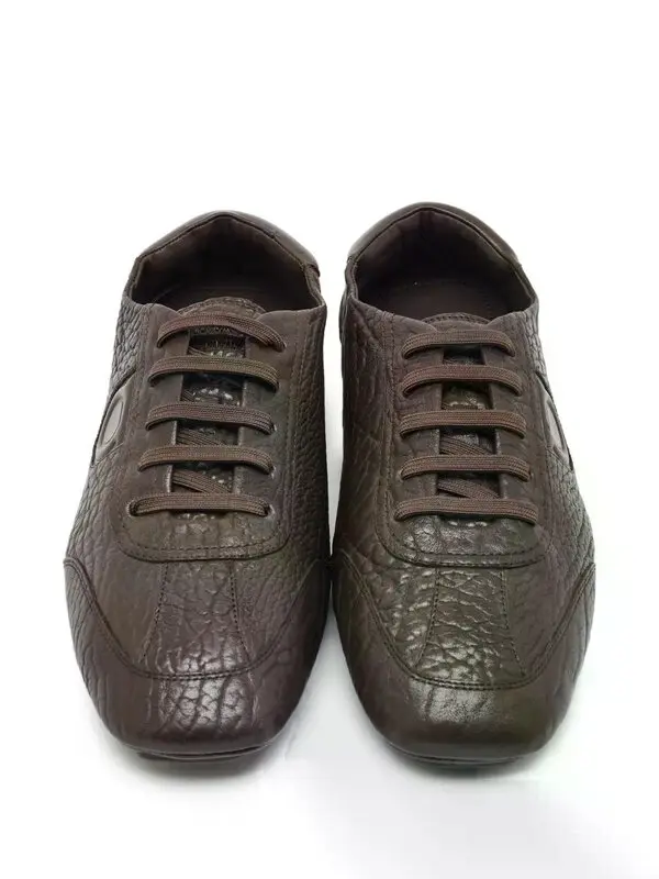 FERRAGAMO Gancio Leather Sneakers - Brown