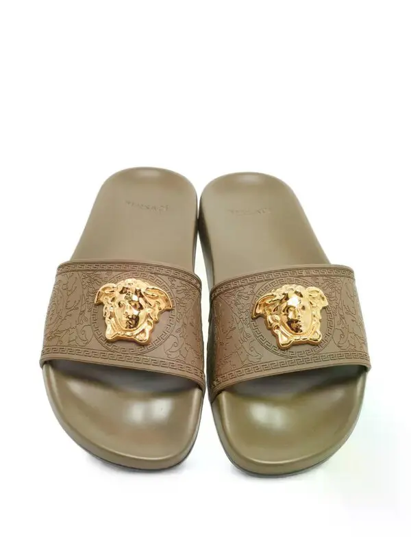 Versace Palazzo Logo-pattern Slides - Brown