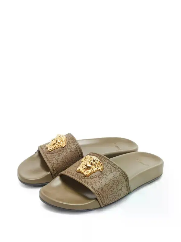 Versace Palazzo Logo-pattern Slides - Brown
