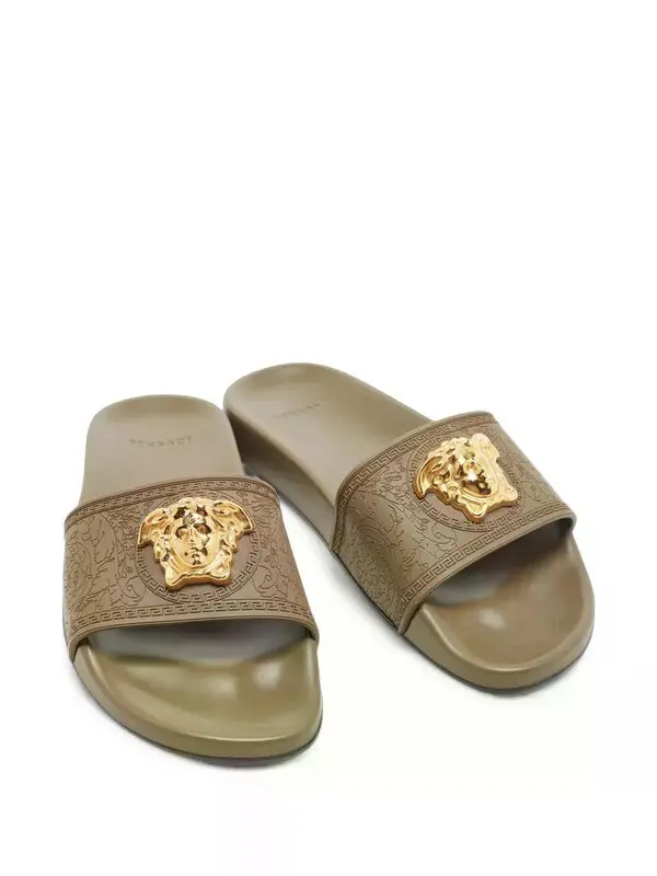 Versace Palazzo Logo-pattern Slides - Brown