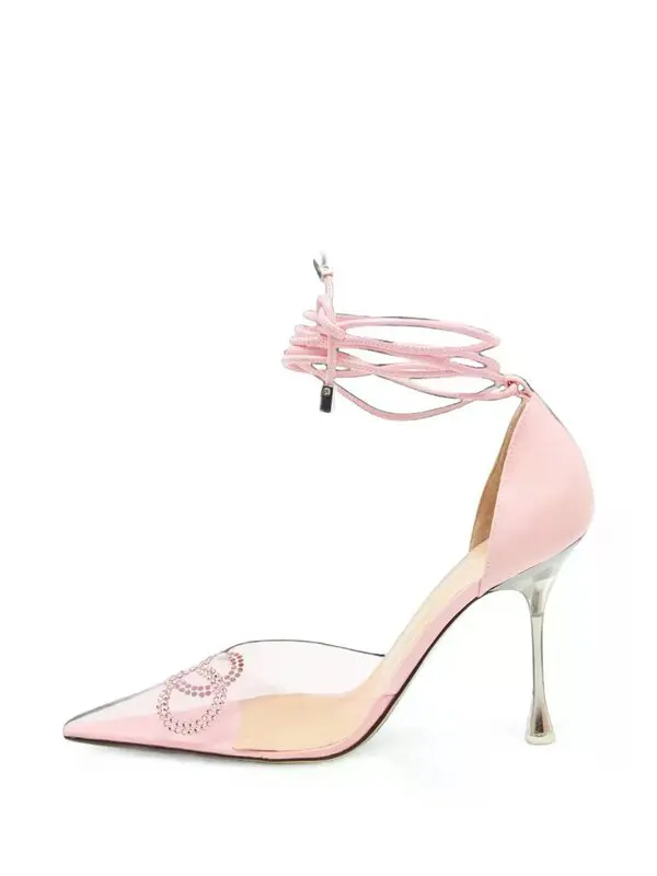 Mach & Mach Crystal-embellished Bow-detail Ankle-wrap Pumps