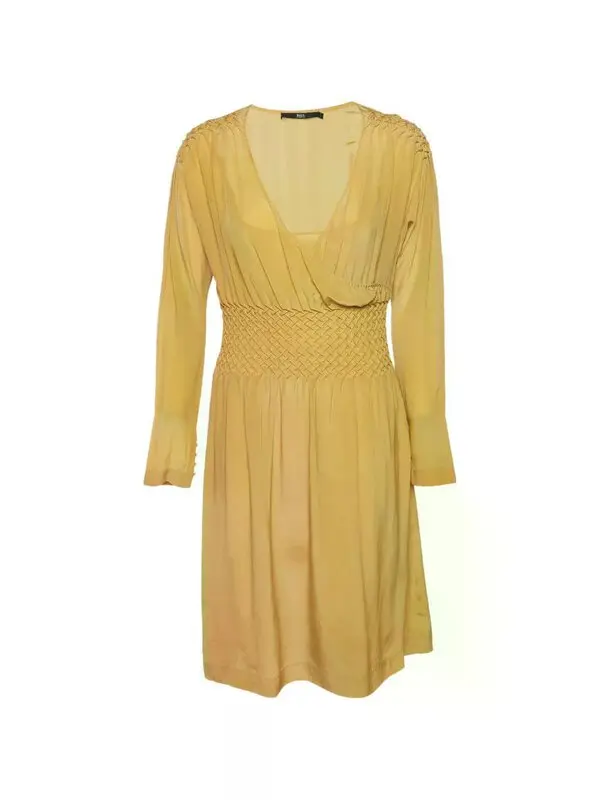BOSS Smocked-waistband Midi Dress