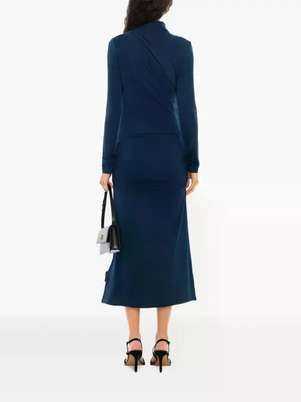 Off-White Draped Turtleneck Midi Dress
