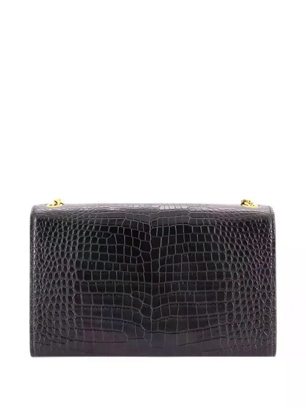 Saint Laurent Classic Monogram Tassel Crocodile Embossed Leather Medium Crossbody Bag