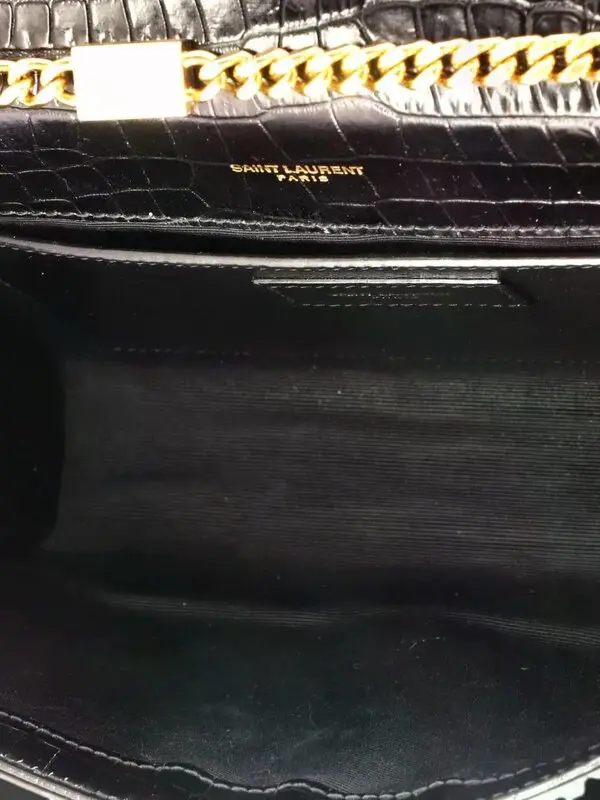 Saint Laurent Classic Monogram Tassel Crocodile Embossed Leather Medium Crossbody Bag