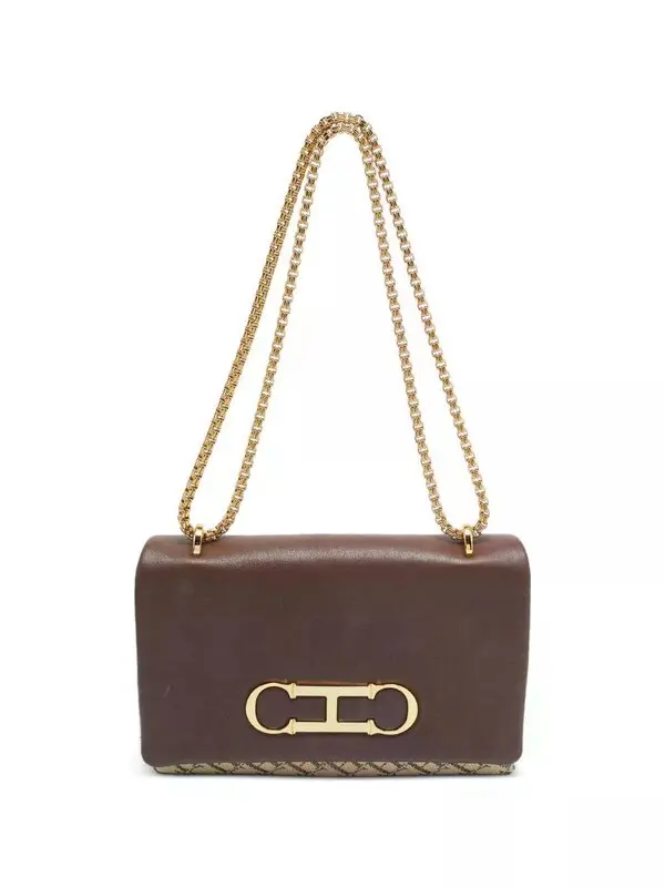 Carolina Herrera Initials Insignia Canvas Shoulder Bag - Brown