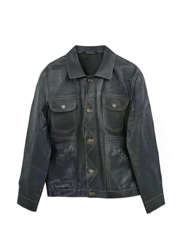 Gucci Contrast-stitch Leather Jacket - Black