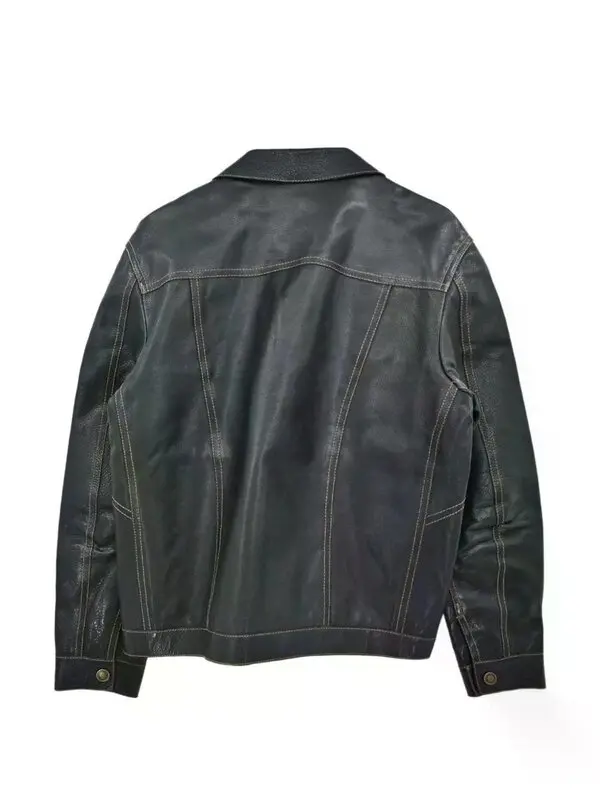 Gucci Contrast-stitch Leather Jacket
