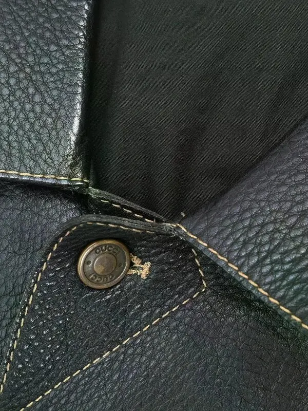 Gucci Contrast-stitch Leather Jacket