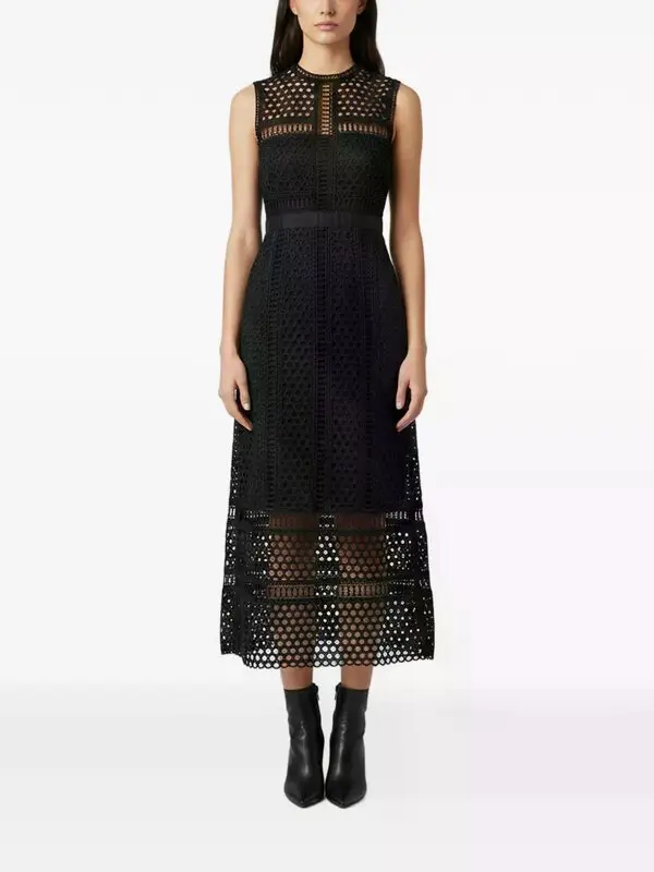 SELF-PORTRAIT Lace Sleeveless Flared Midi Dress