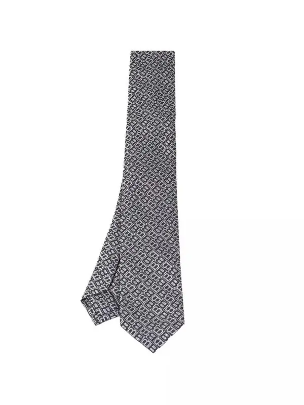 BVLGARI Monogram-jacquard Tie - Grey