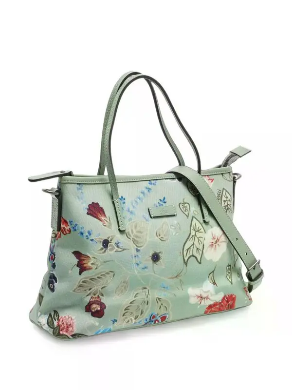 Gucci Floral-print Leather-trim Tote Bag