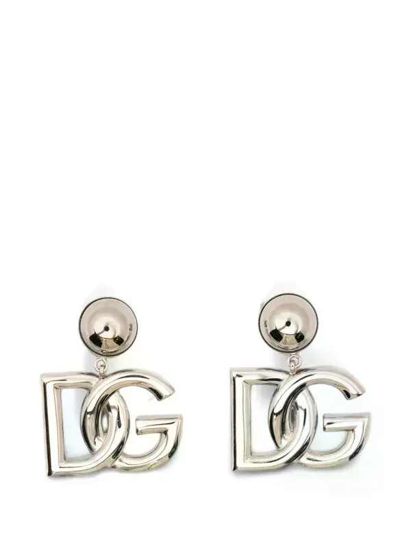 Dolce & Gabbana Dg-logo Drop Earrings - Silver