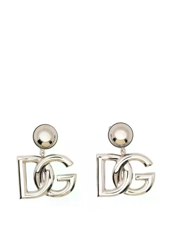 Dolce & Gabbana Dg-logo Drop Earrings - Silver