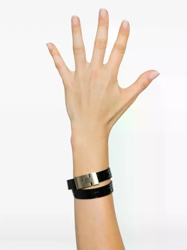 TOM FORD Lizard-effect Leather Bracelet - Black