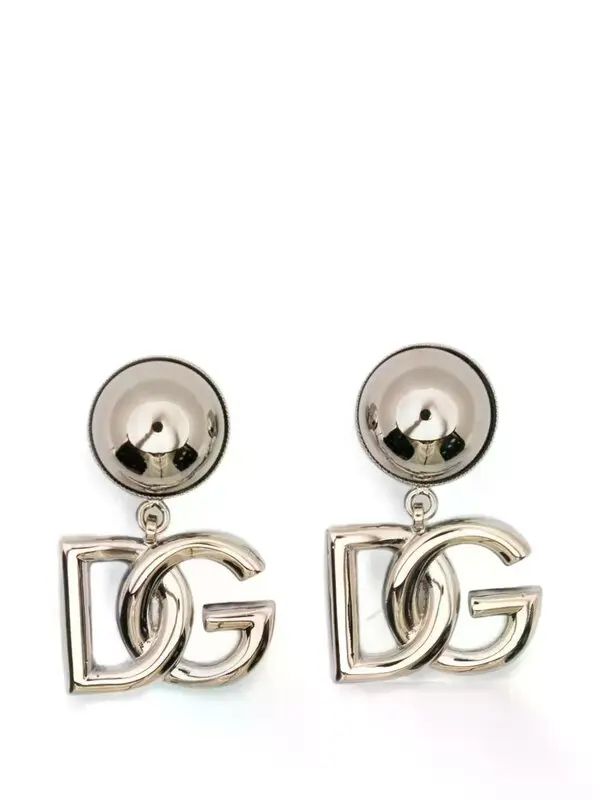 Dolce & Gabbana Dg-logo Drop Earrings - Silver