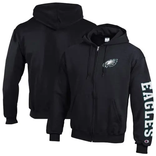 Champion Philadelphia Eagles Powerblend Fleece Full-zip Hoodie - Black