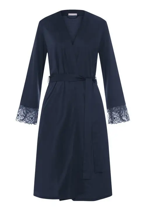 Hanro Azelia Floral Tulle Tencel Robe - Deep Navy