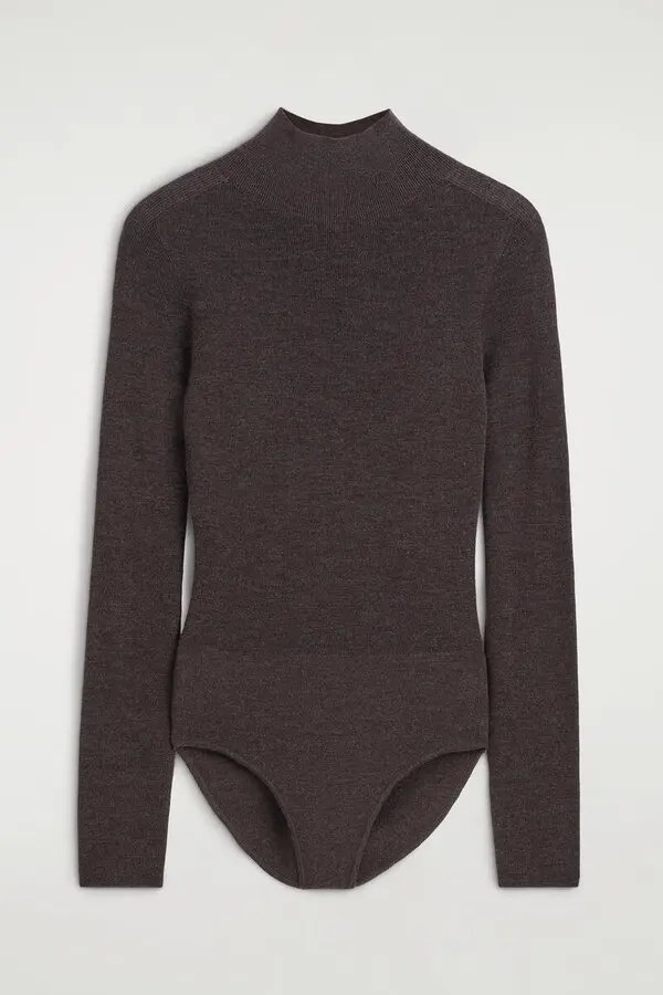 Cos Seamless Merino Wool Mock-neck Bodysuit