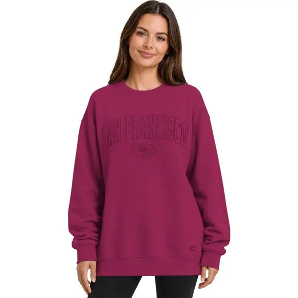 STARTER San Francisco 49ers Athleisure Oversized Fleece Sweatshirt - Maroon