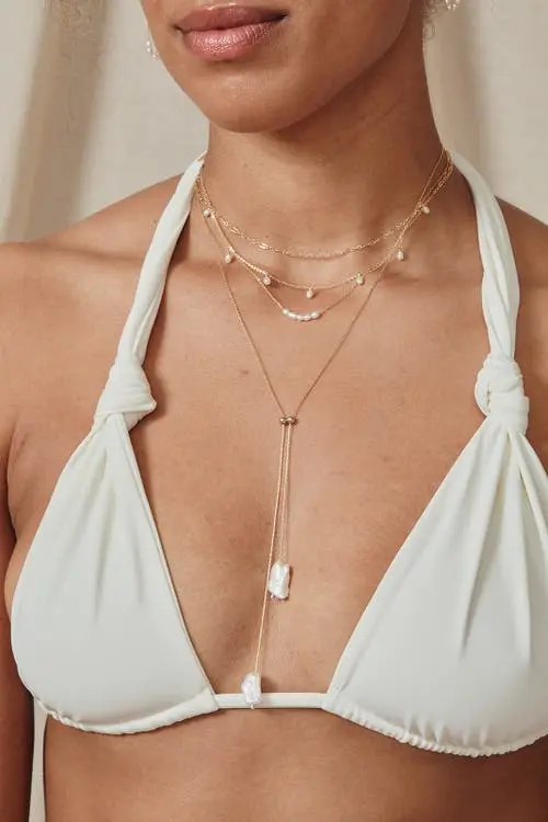 SET & STONES Elliatt Pearl Lariat Necklace