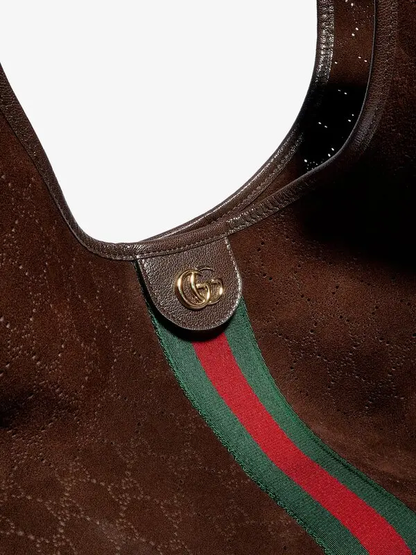 Gucci Giglio Perforated Suede Shopping Bag
