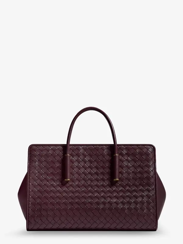 Bottega Veneta Small Leather Tote Bag With Intrecciato Motif - Red