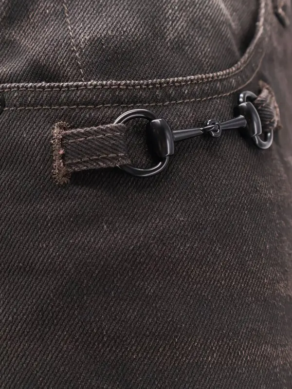 Gucci Cotton Denim Trousers With Horsebit Detail