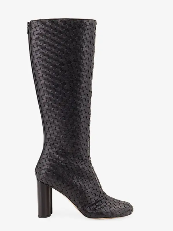 Bottega Veneta Cherry Boots With Braided Pattern - Black