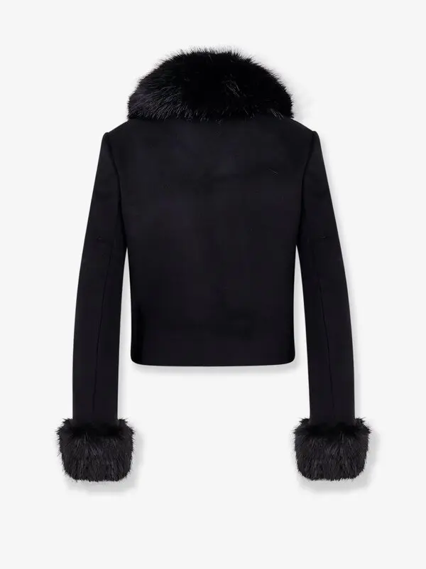 SELF-PORTRAIT Wool Blend Blazer With Faux Fur Details