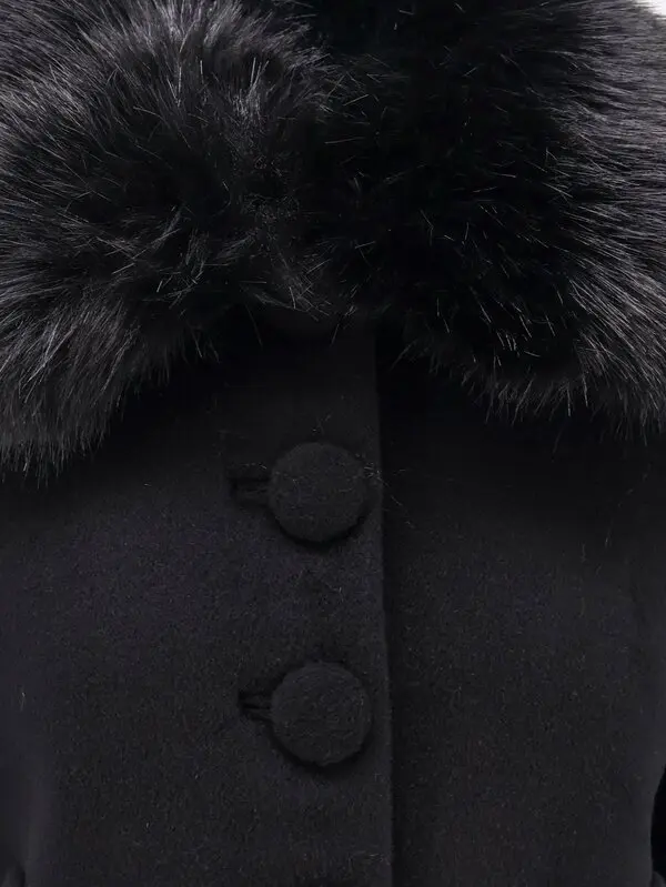 SELF-PORTRAIT Wool Blend Blazer With Faux Fur Details