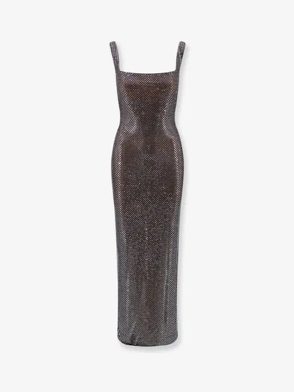 SELF-PORTRAIT Long Dress With Allover Rhinestones