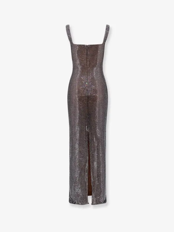 SELF-PORTRAIT Long Dress With Allover Rhinestones
