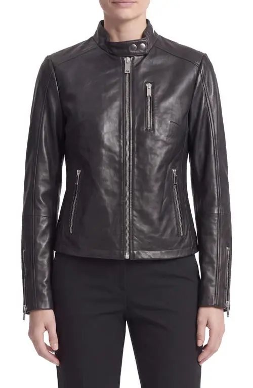 SEBBY Leather Racing Jacket - Black