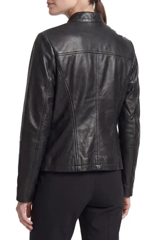 SEBBY Leather Racing Jacket - Black