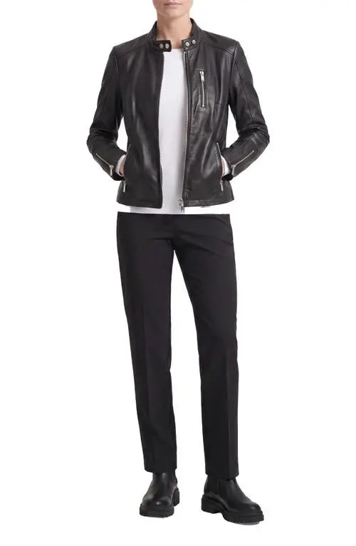 SEBBY Leather Racing Jacket - Black