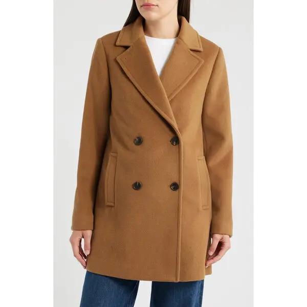 Calvin Klein Wool Blend Peacoat - Dark Camel