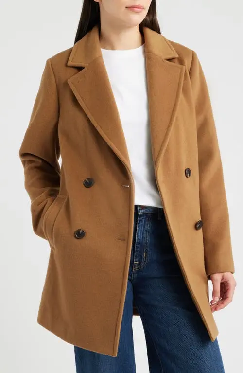 Calvin Klein Wool Blend Peacoat - Dark Camel