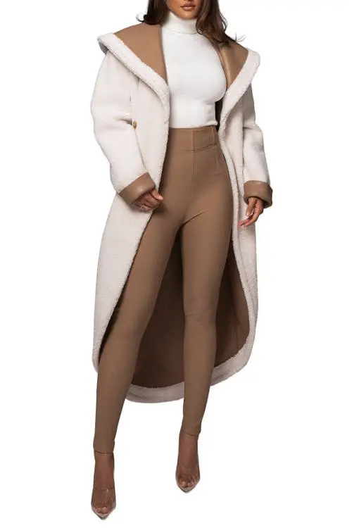 JLUXLABEL Jaida Reversible Teddy Coat - Tan