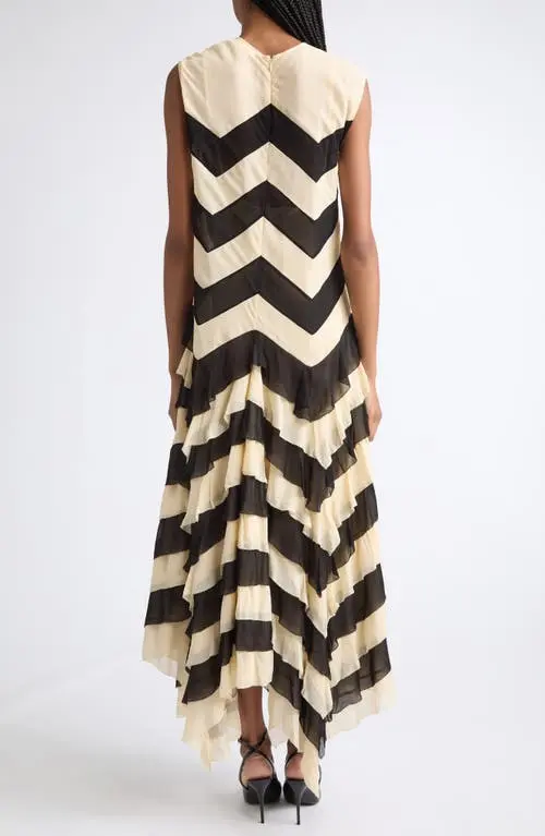 Zimmermann Ascent Zigzag Stripe Layered Maxi Dress - Black/cream