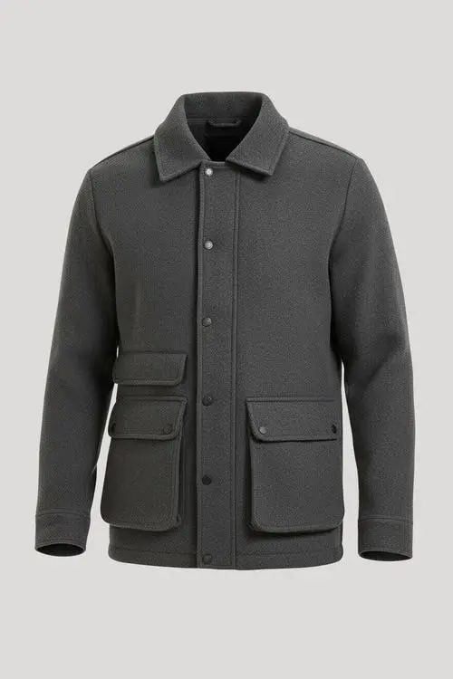 CLOUDVEIL Flannel Lined Barn Coat - Charcoal