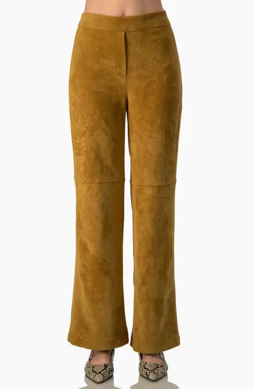 IVONNE Faux-suede High-rise Tailored Flared Trousers