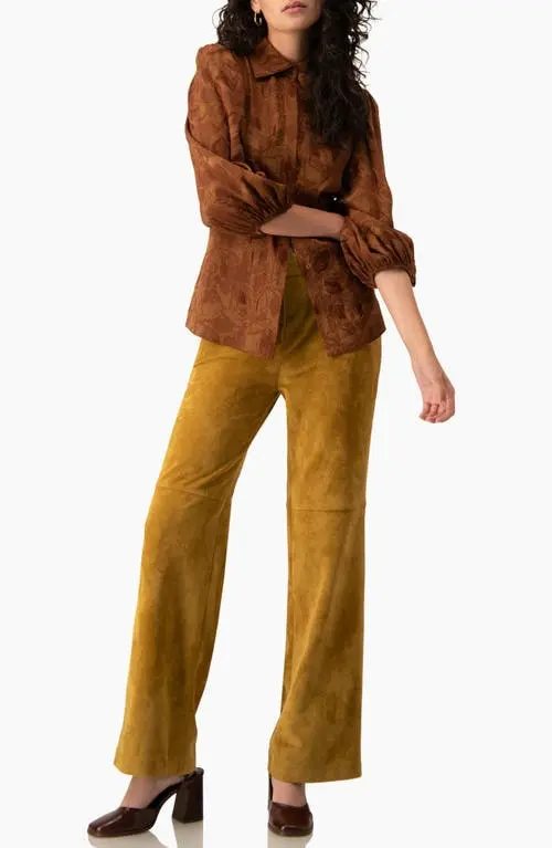 IVONNE Faux-suede High-rise Tailored Flared Trousers
