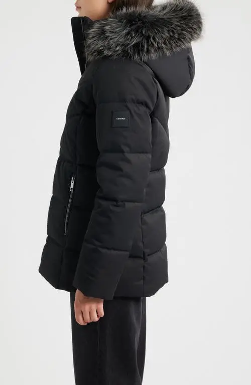 Calvin Klein Faux Fur Trim Puffer Jacket