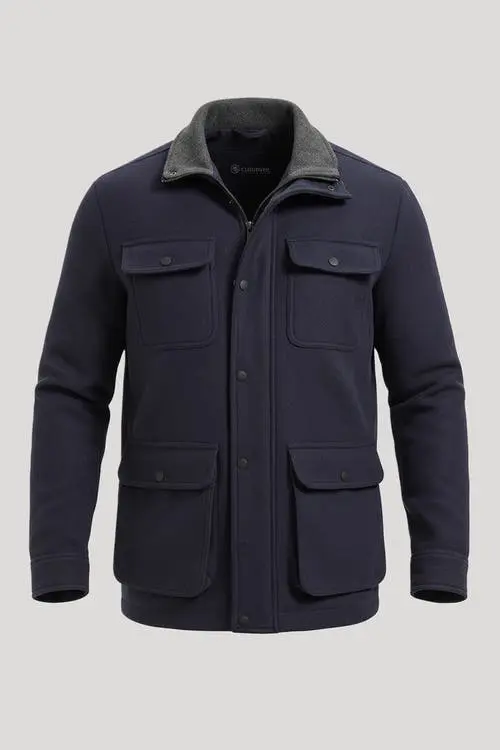 CLOUDVEIL Park City Vegan Wool Barn Jacket - Navy