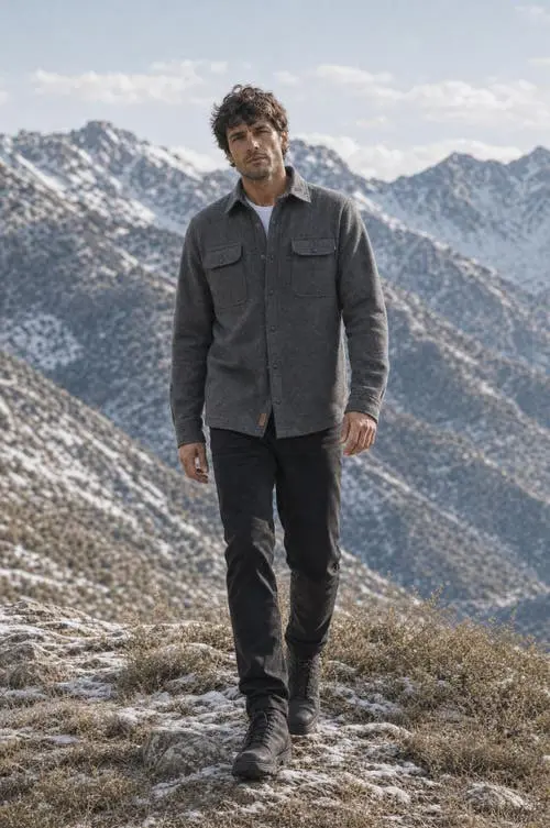 CLOUDVEIL Park City Vegan Wool Shirt Jacket - Charcoal