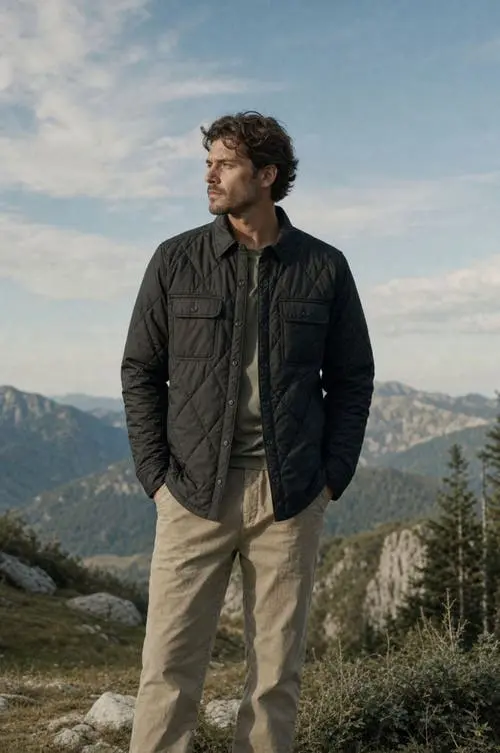 CLOUDVEIL Lightweight Quilted Shirt Jacket - Black